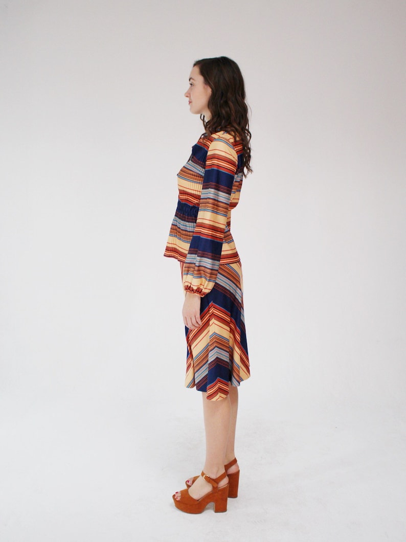 70s 2 Piece Set S Striped Outfit Suit Chevron Matching Set - Etsy