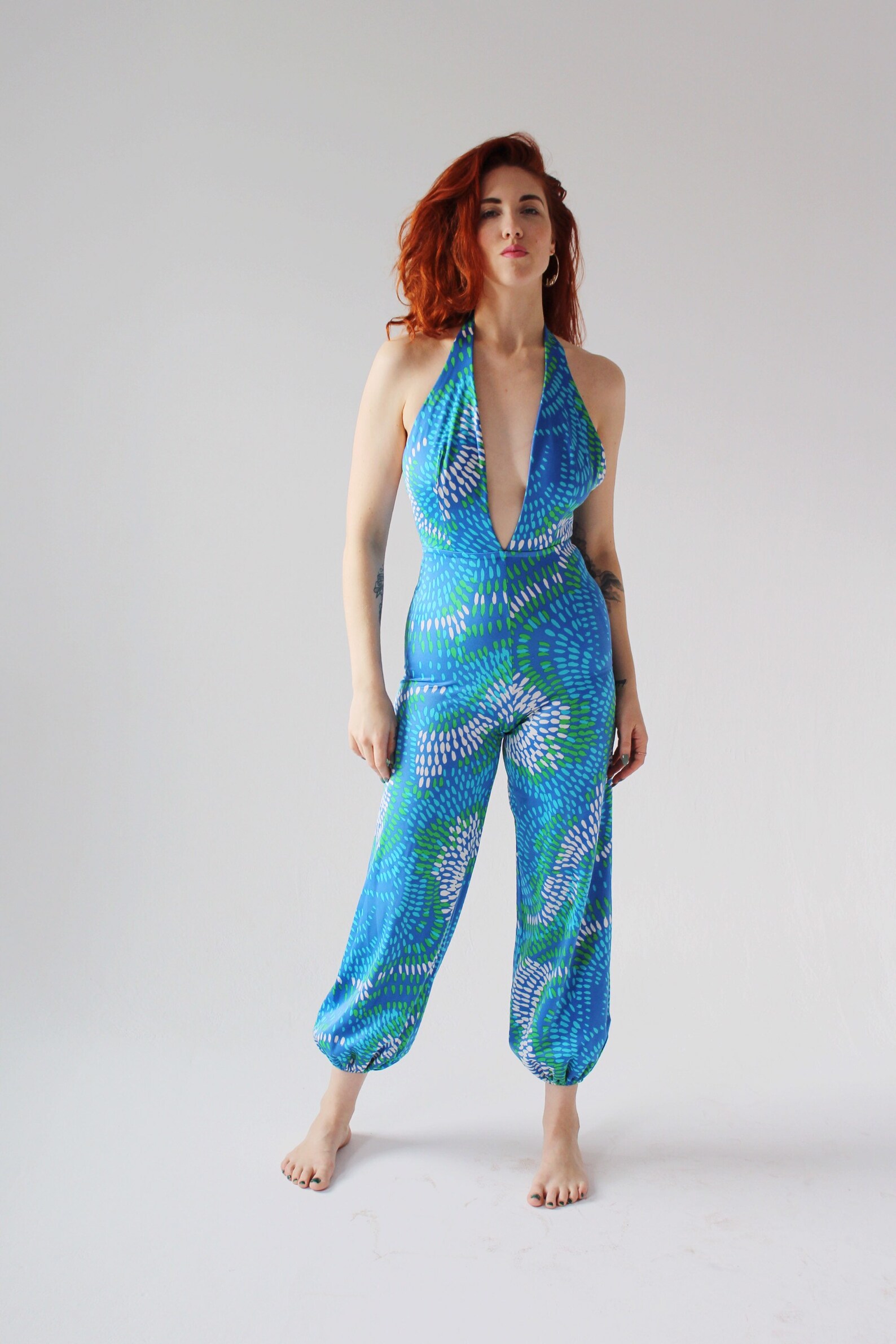 Vintage Halter Jumpsuit M 70s Pool Party Hostess Wideleg - Etsy