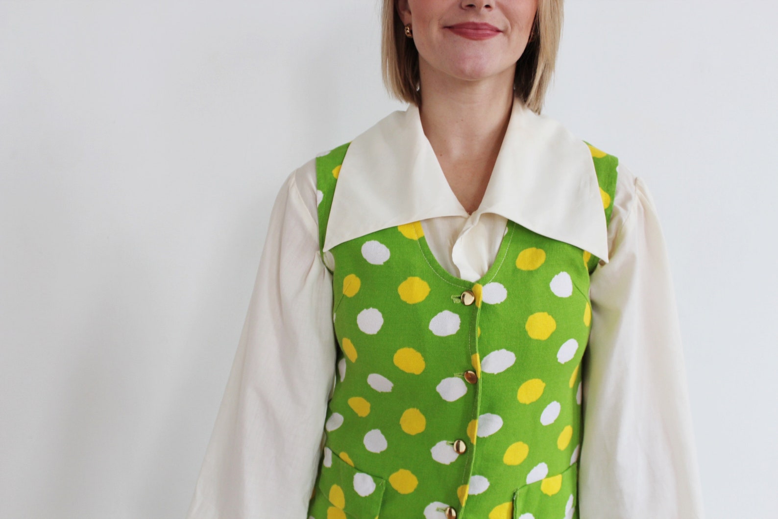 LIME LINEN SUIT Vintage Groovy Mod Yellow Green Citrus Vest Bell ...