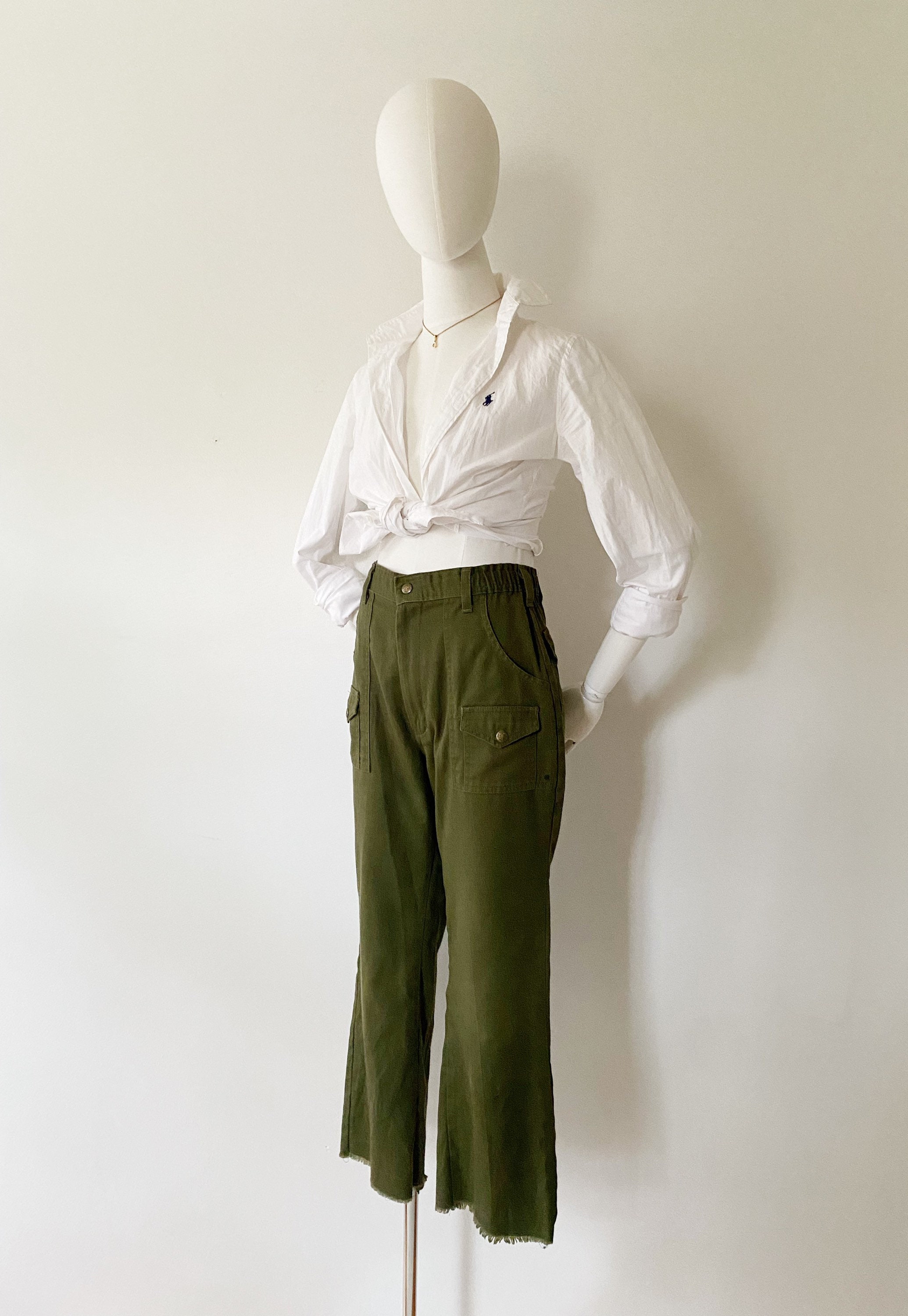 Boy Scout Hunter Green Cropped Pants- Vintage High Waist Workwear M - Etsy