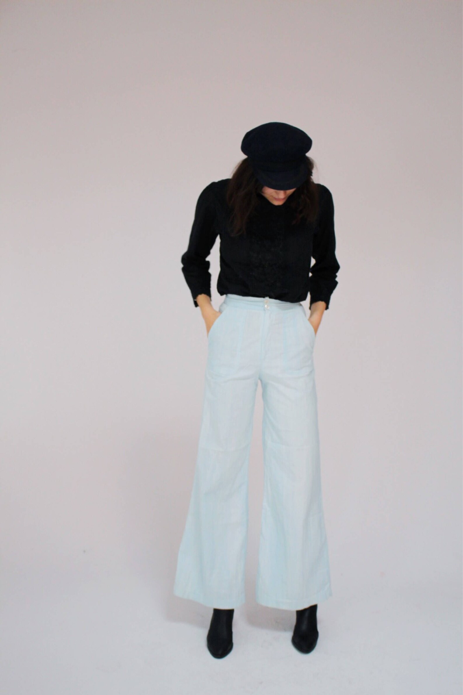 Vintage Bell Bottom Pants- Flares, S, Hippie 70s Boho, Pastel Blue ...