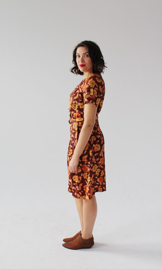 Autumn Floral Dress- 1950s Retro Pinup Day Dress, 4 - Gem