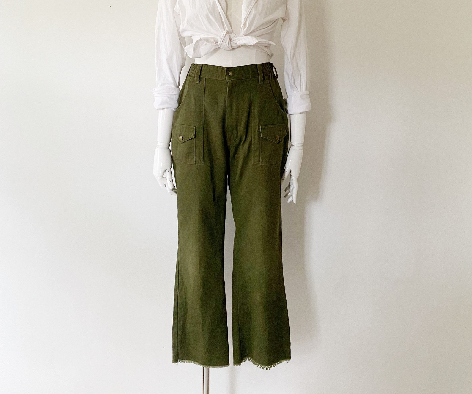 Boy Scout Hunter Green Cropped Pants- Vintage High Waist Workwear M - Etsy
