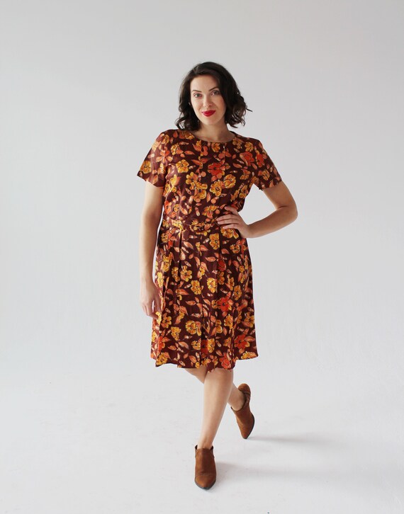 Autumn Floral Dress- 1950s Retro Pinup Day Dress, 4 - Gem
