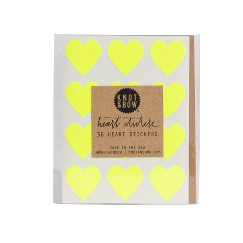 Neon Yellow Heart Stickers - Etsy