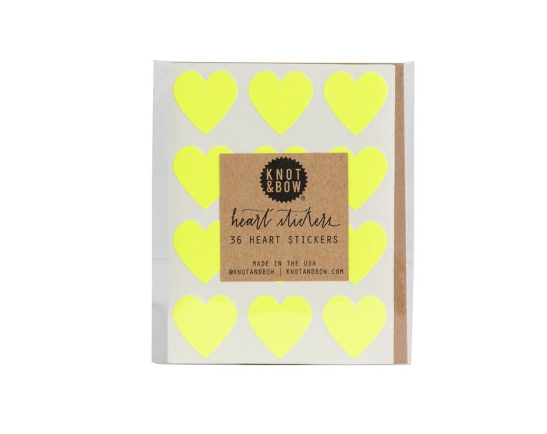 Neon Yellow Heart Stickers - Etsy