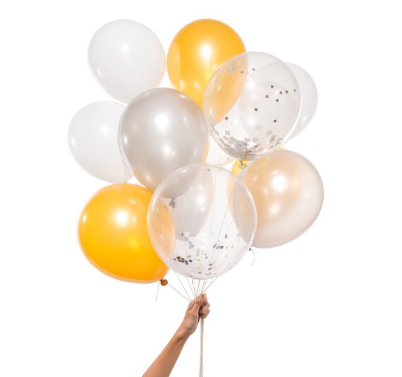 Metallic Party Balloons Includes 3 Confetti Balloons 12 | Etsy