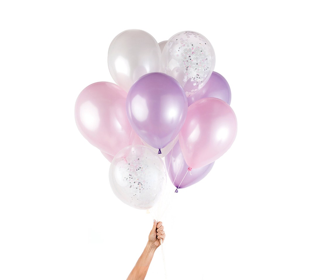 Unicorn Party Balloons Includes 3 Iridescent Confetti Balloons 12 Count ...