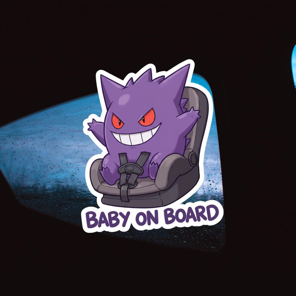 GENGAR BABY on BOARD Sticker - Car Decal, Cute Vinyl, Anime Fan Gift ...