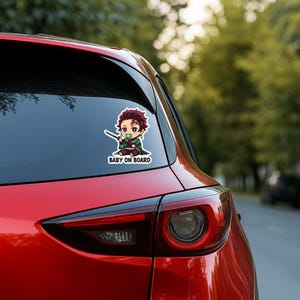 Tanjiro Demon Slayer BABY on BOARD Sticker - Car Decal, Cute Vinyl ...