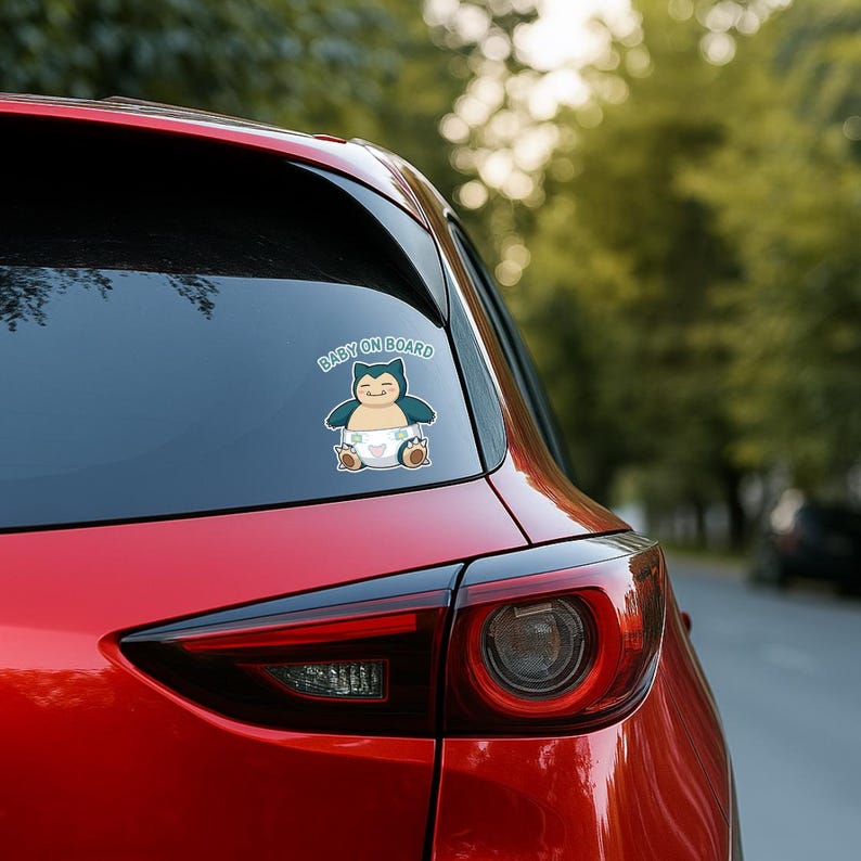 SNORLAX BABY on BOARD Sticker - Car Decal, Cute Vinyl, Anime Fan Gift ...