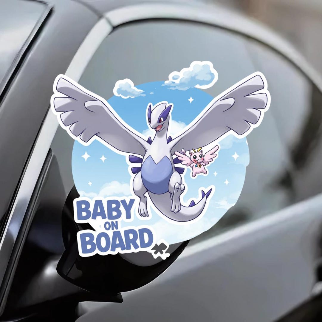 LUGIA BABY on BOARD Sticker - Car Decal, Cute Vinyl, Anime Fan Gift ...