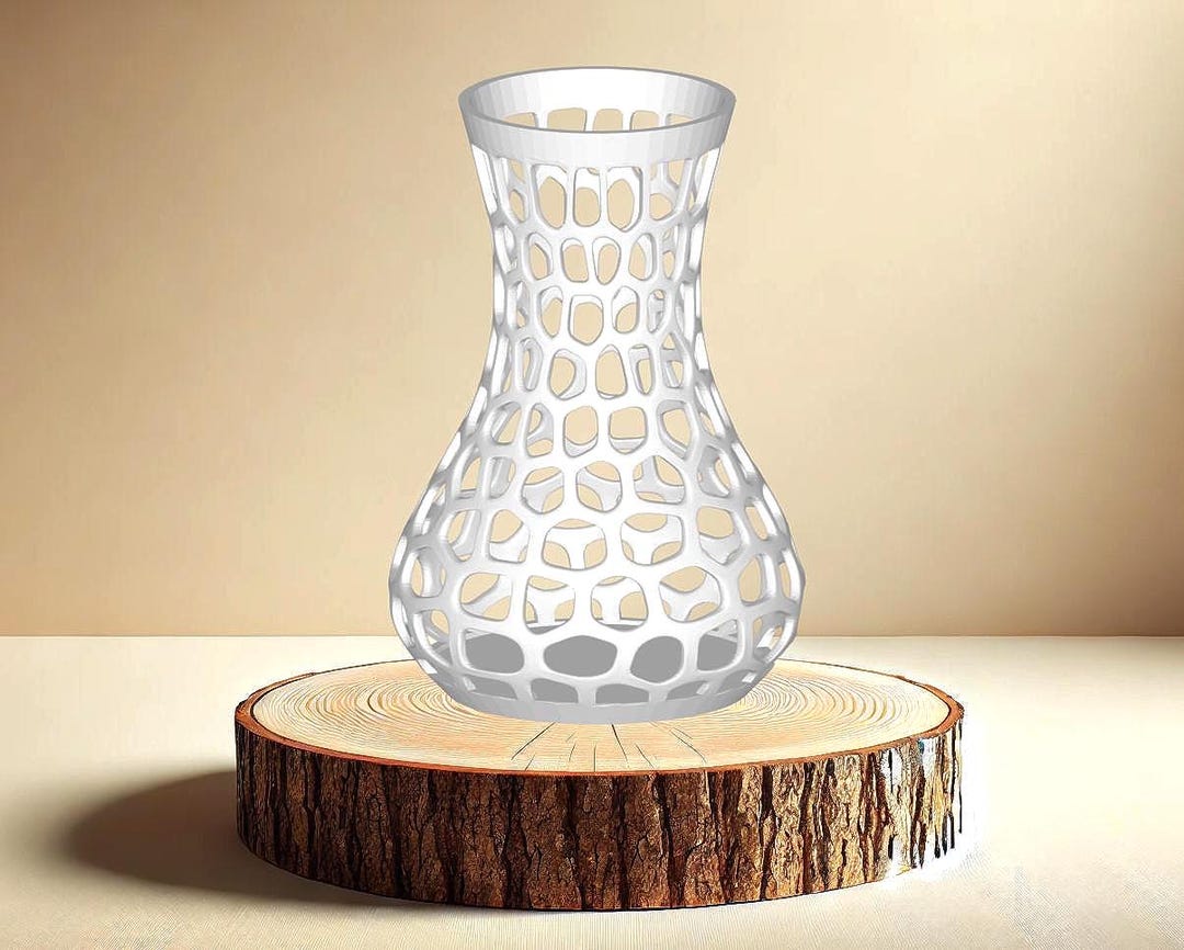 3D Printed Vase STL File – Modern Organic Mesh Vase – Decorative Flower ...