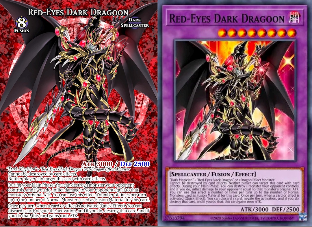 Full Art Red Eyes Dark Dragoon Yugioh Foil Card - Etsy