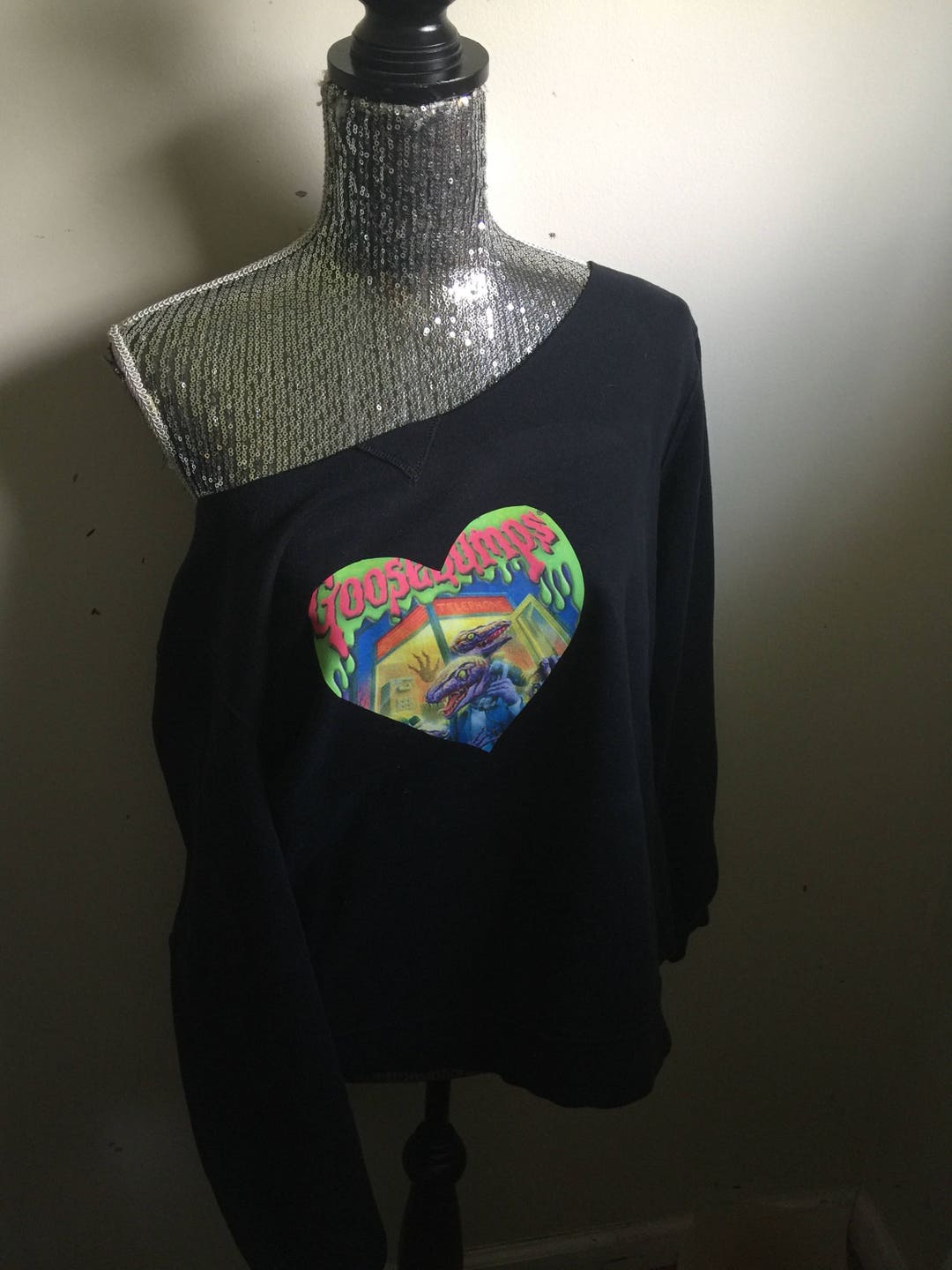 Goosebumps Calling All Creeps R.L. Stein off the Shoulder Sweatshirt ...