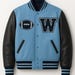 Sky Blue Fleece Varsity Jacket: Embroidered Football Letterman Jacket ...