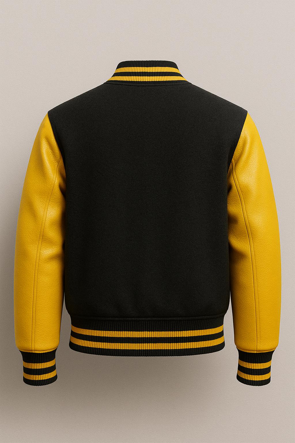 Black and Yellow Varsity Jacket | Classic Fleece & Leather Letterman ...