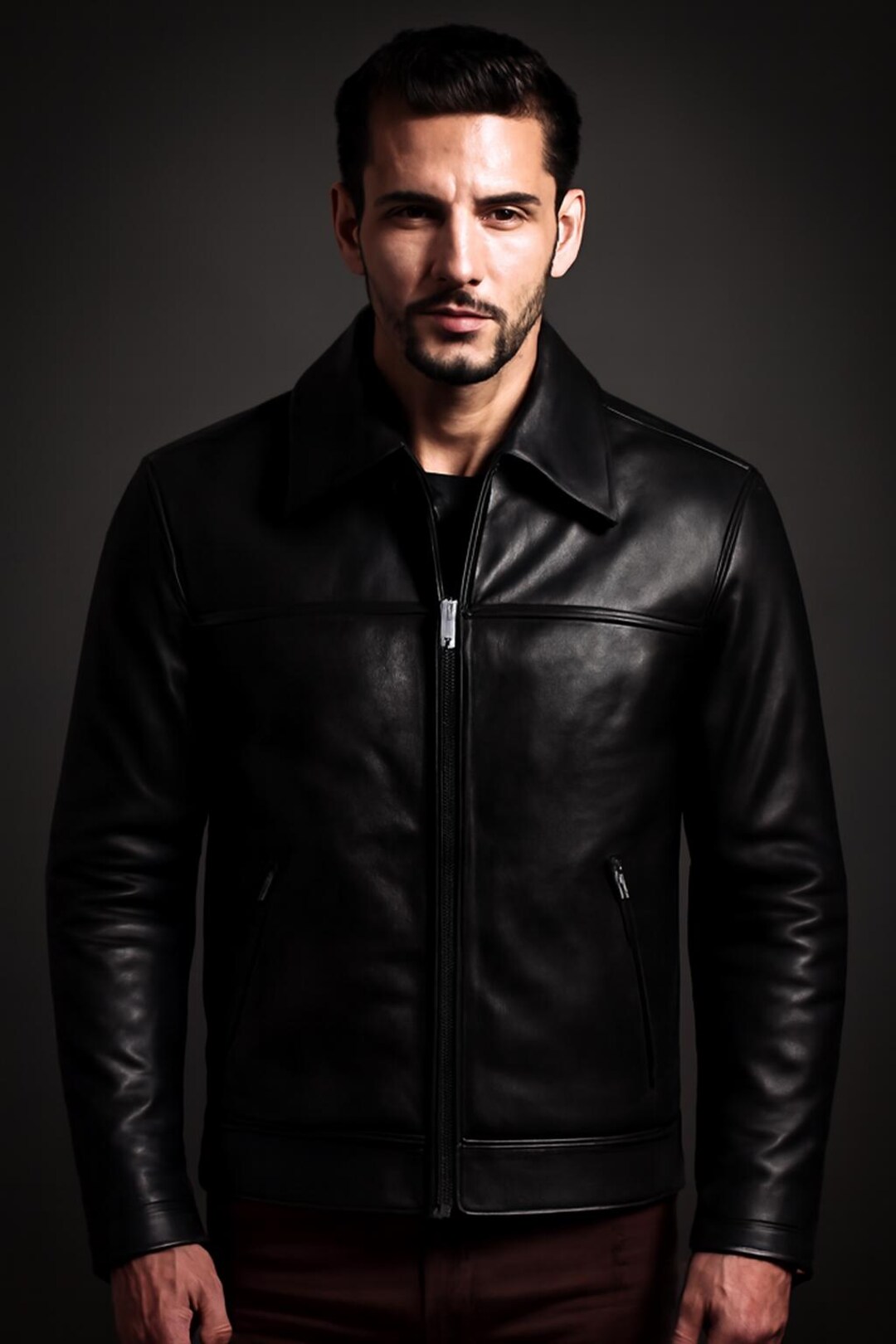 Mafia Style Black Leather Bomber Jacket for Men | Classic Full-zip ...