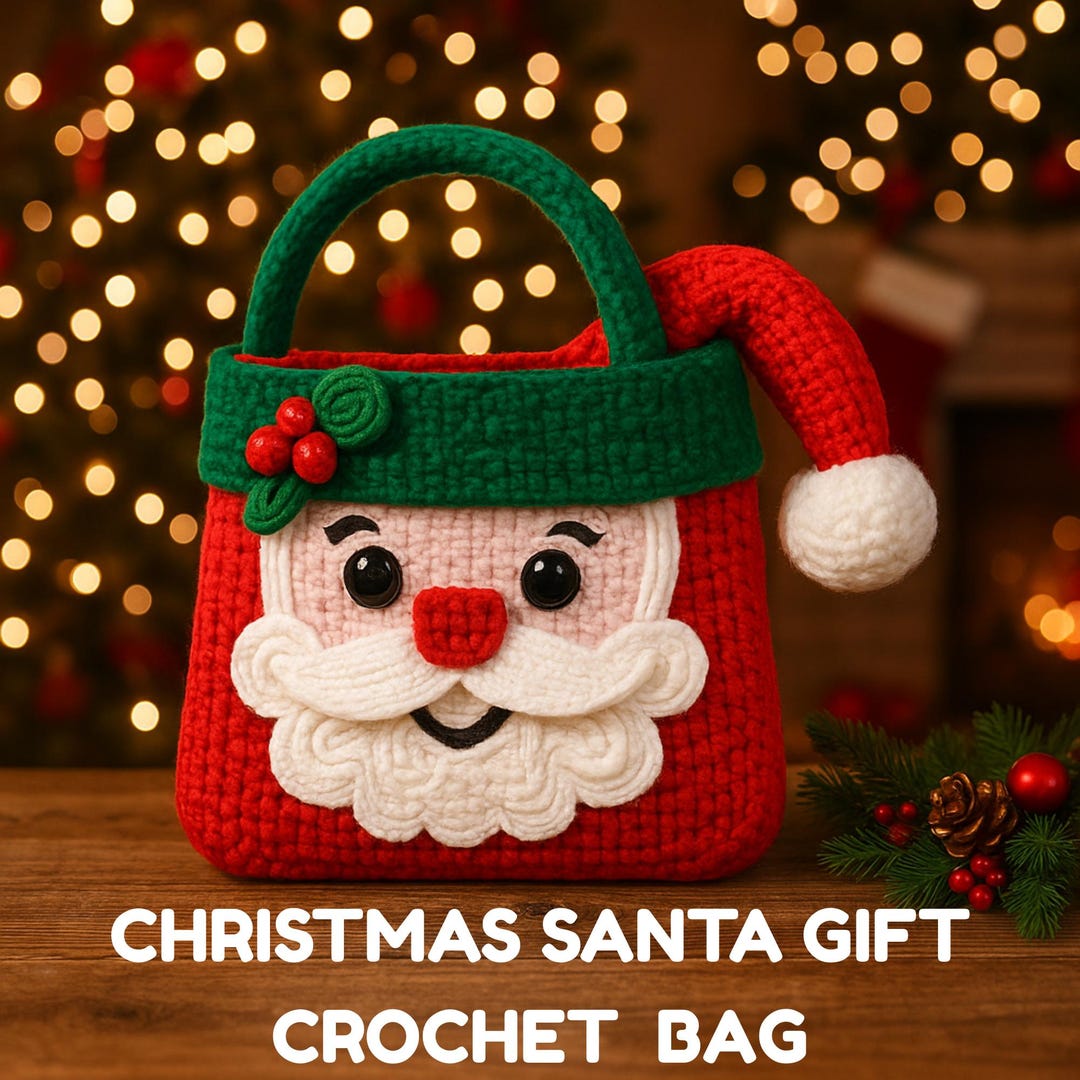 Santa Crochet Bag Pattern – Christmas Tote PDF, Cute Holiday Crochet ...
