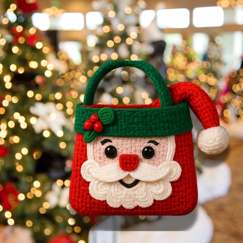 Santa Crochet Bag Pattern – Christmas Tote PDF, Cute Holiday Crochet ...
