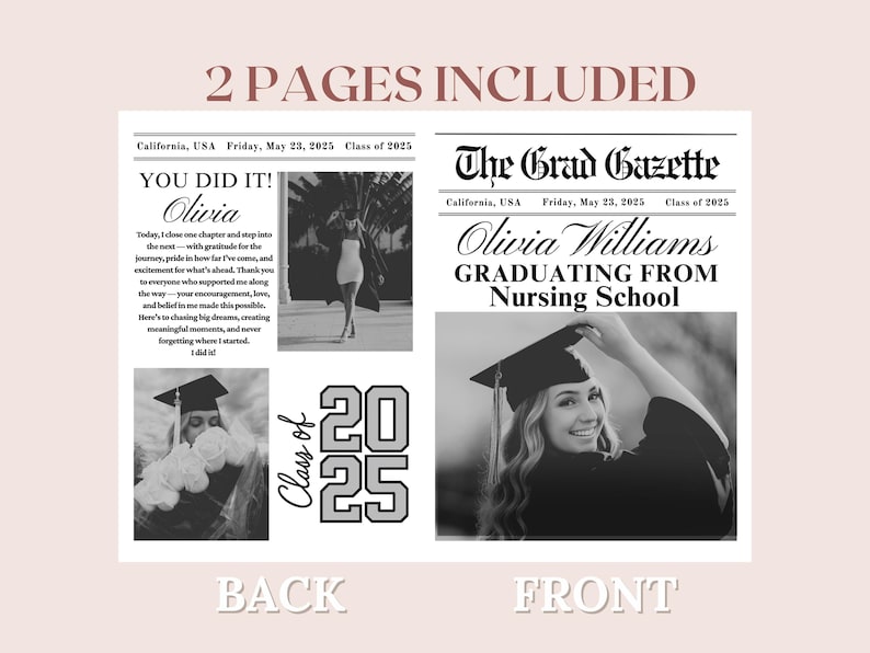 Nursing Graduation Newspaper Template, Graduation Booklet, Graduation ...