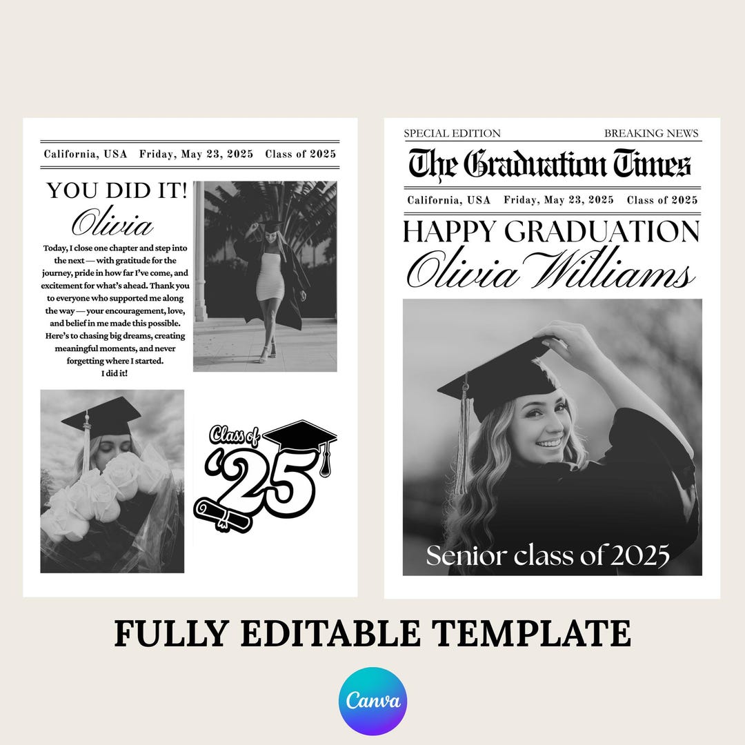 Graduation Newspaper Template, Graduation Booklet, Graduation Flower ...