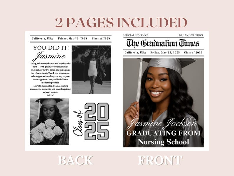 Nursing Graduation Newspaper Template, Graduation Booklet, Graduation ...