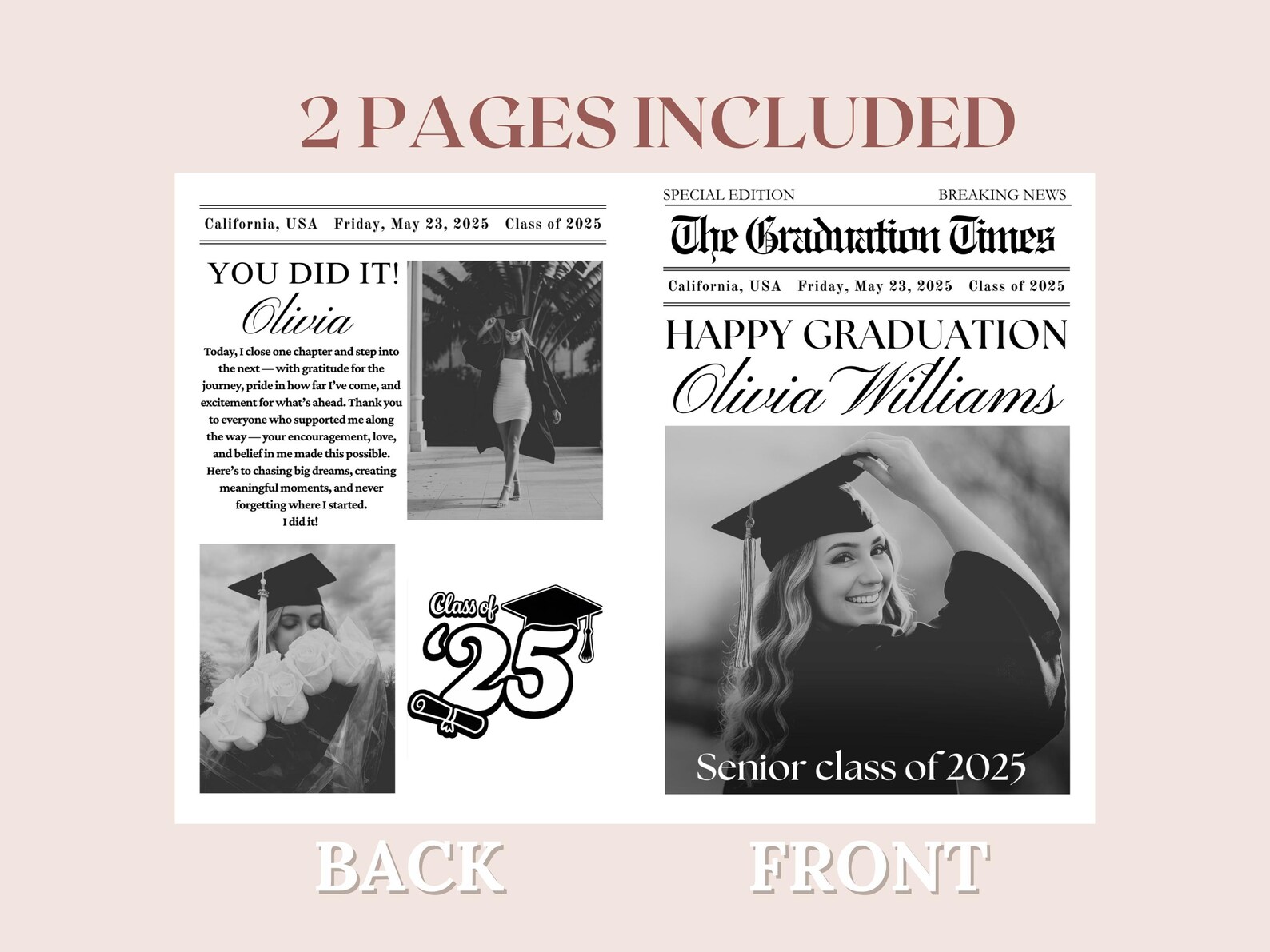 Graduation Newspaper Template, Graduation Booklet, Graduation Flower ...
