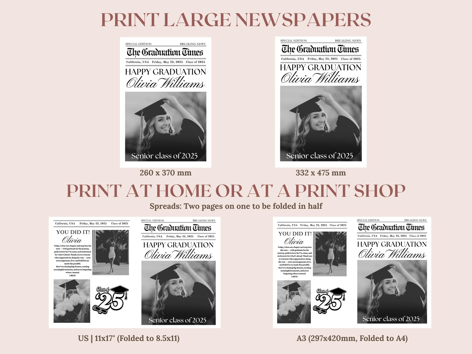 Graduation Newspaper Template, Graduation Booklet, Graduation Flower ...