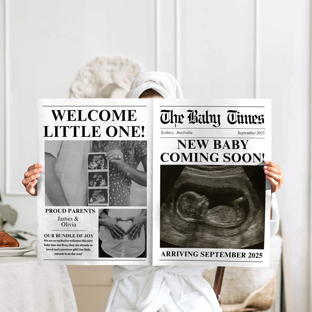 Editable Baby Announcement Newspaper Baby, Pregnancy Newspaper Template ...