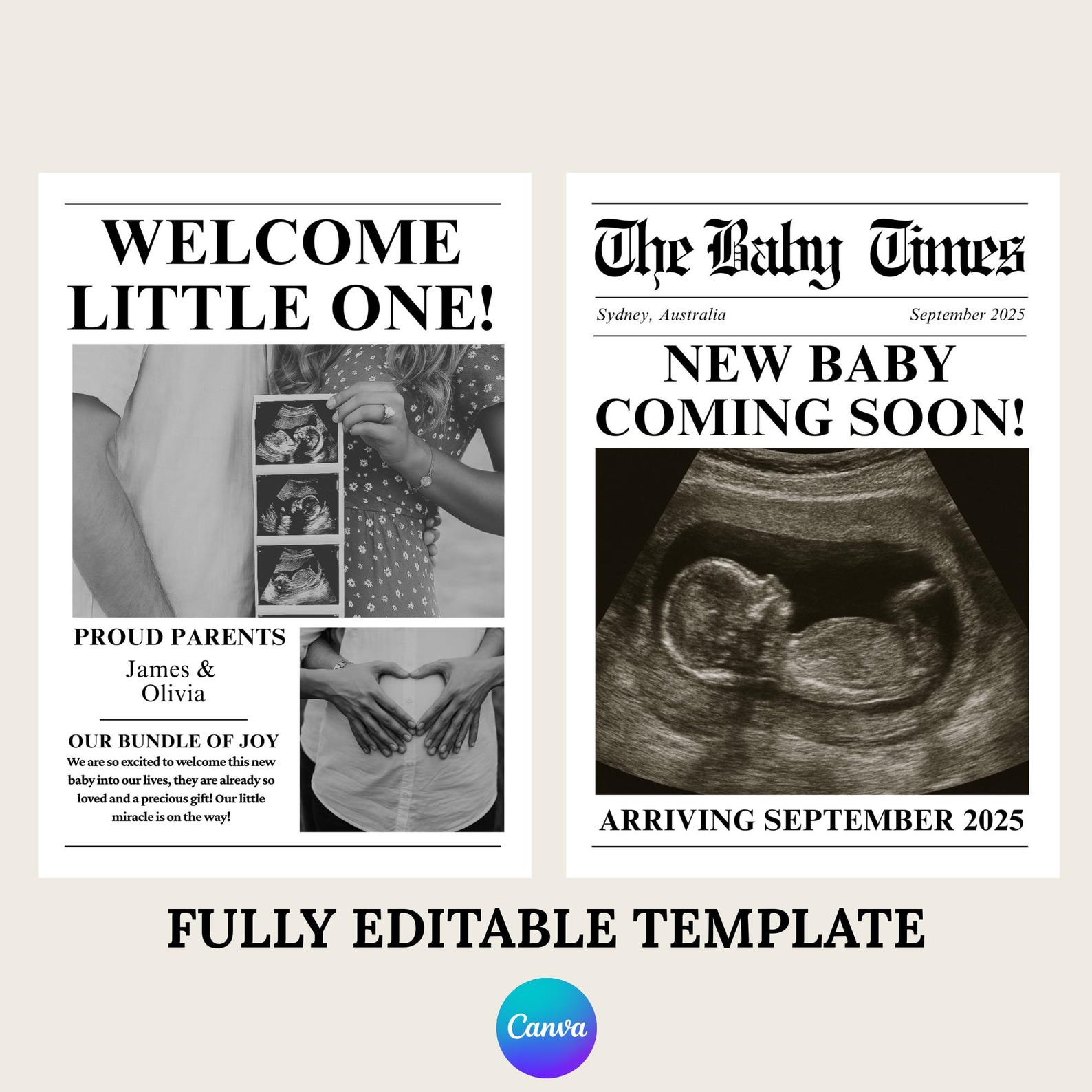 Editable Baby Announcement Newspaper Baby, Pregnancy Newspaper Template ...
