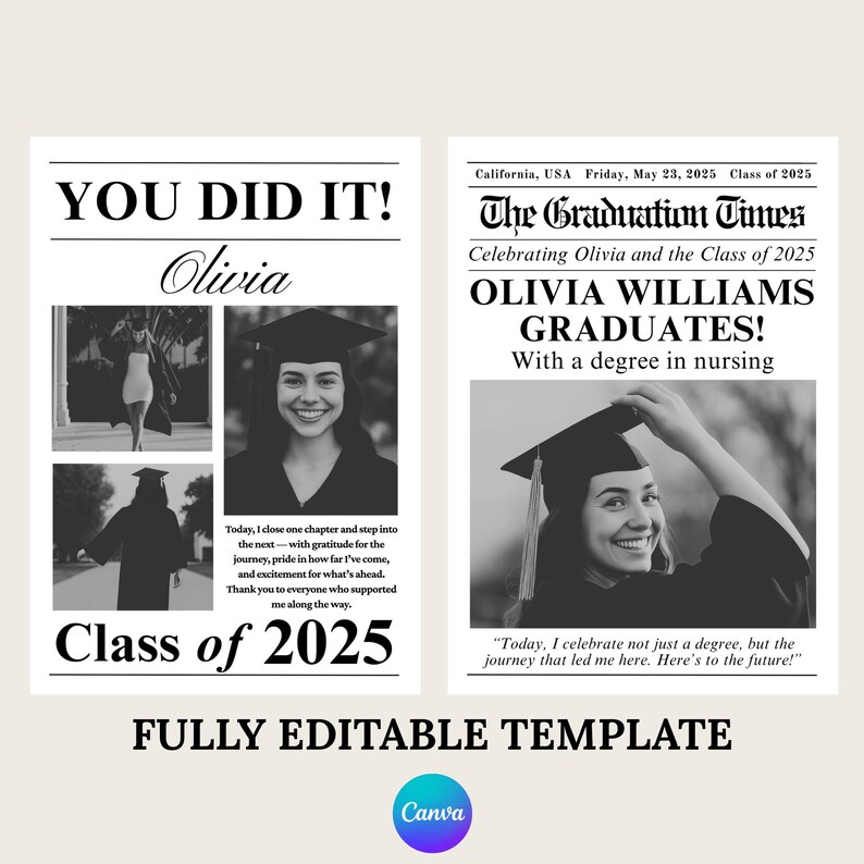 Graduation Newspaper Template, Graduation Booklet, Graduation Flower ...