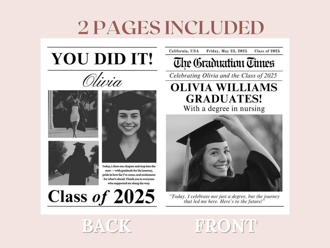 Graduation Newspaper Template, Graduation Booklet, Graduation Flower ...