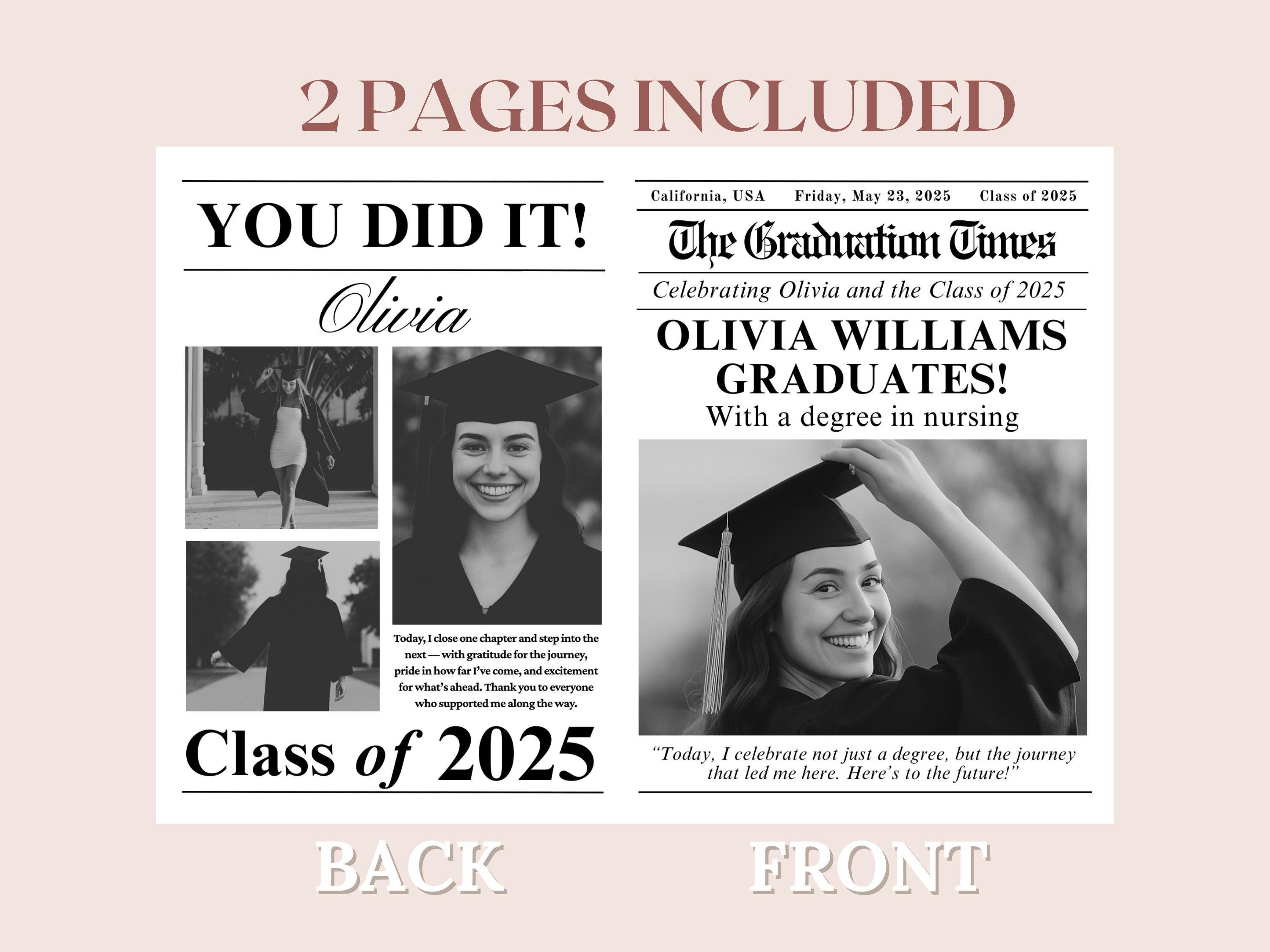 Graduation Newspaper Template, Graduation Booklet, Graduation Flower ...