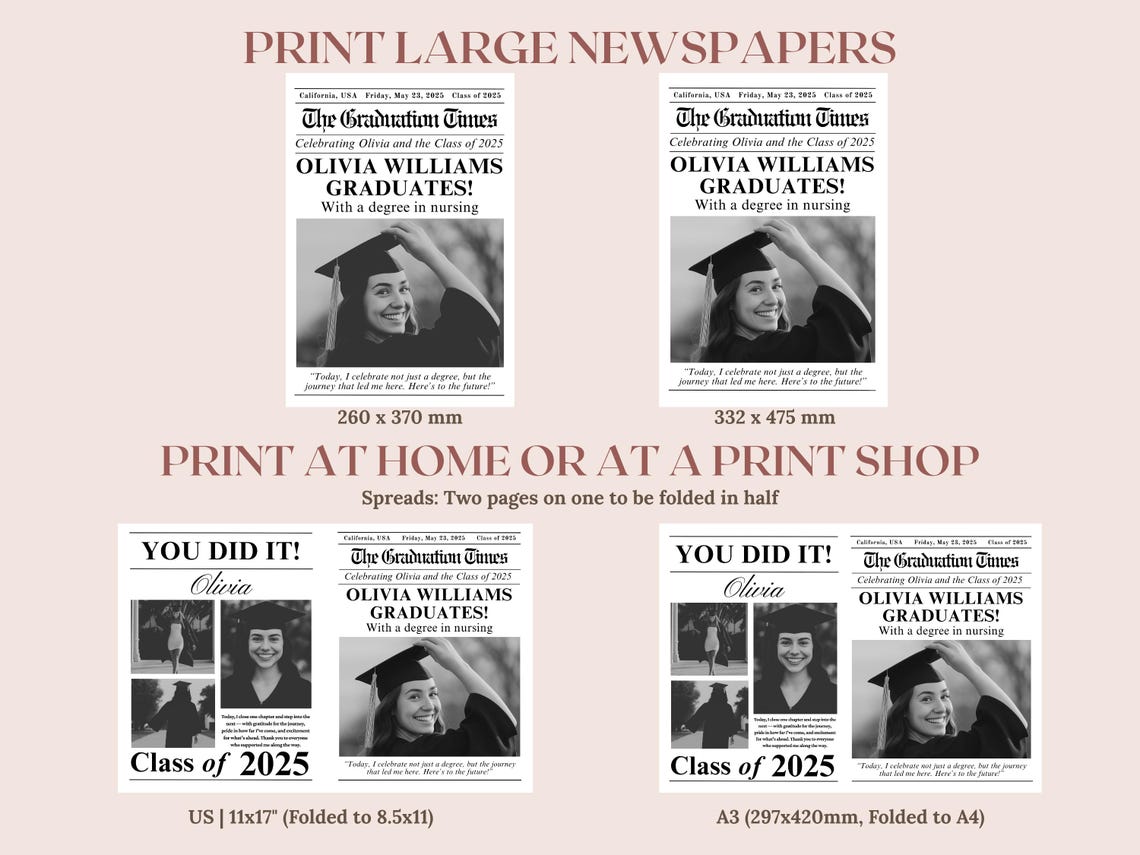 Graduation Newspaper Template, Graduation Booklet, Graduation Flower ...