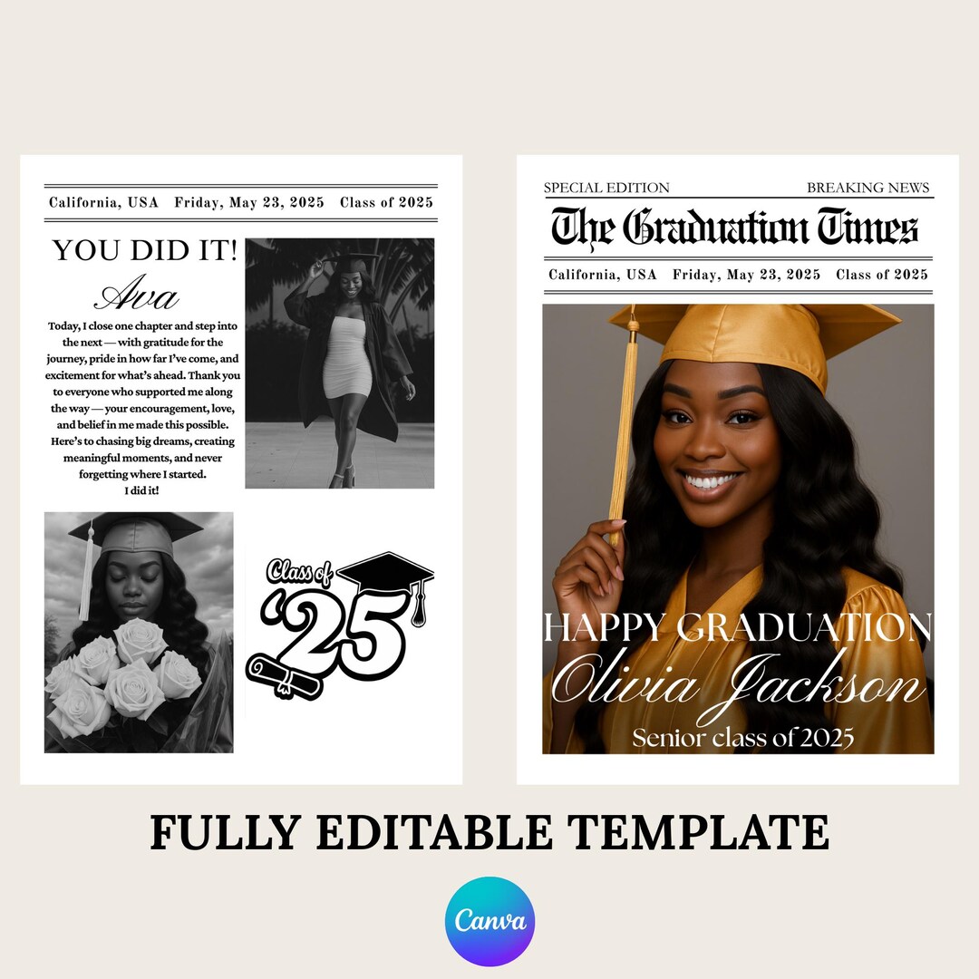 Graduation Newspaper Template, Graduation Booklet, Graduation Flower ...