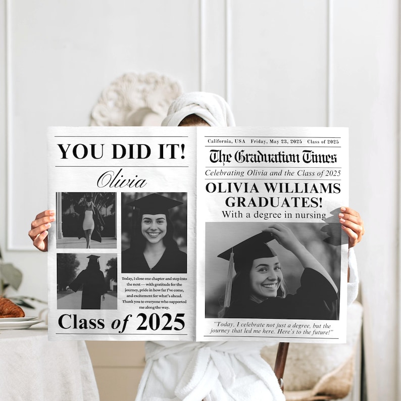 Graduation Newspaper Template, Graduation Booklet, Graduation Flower ...