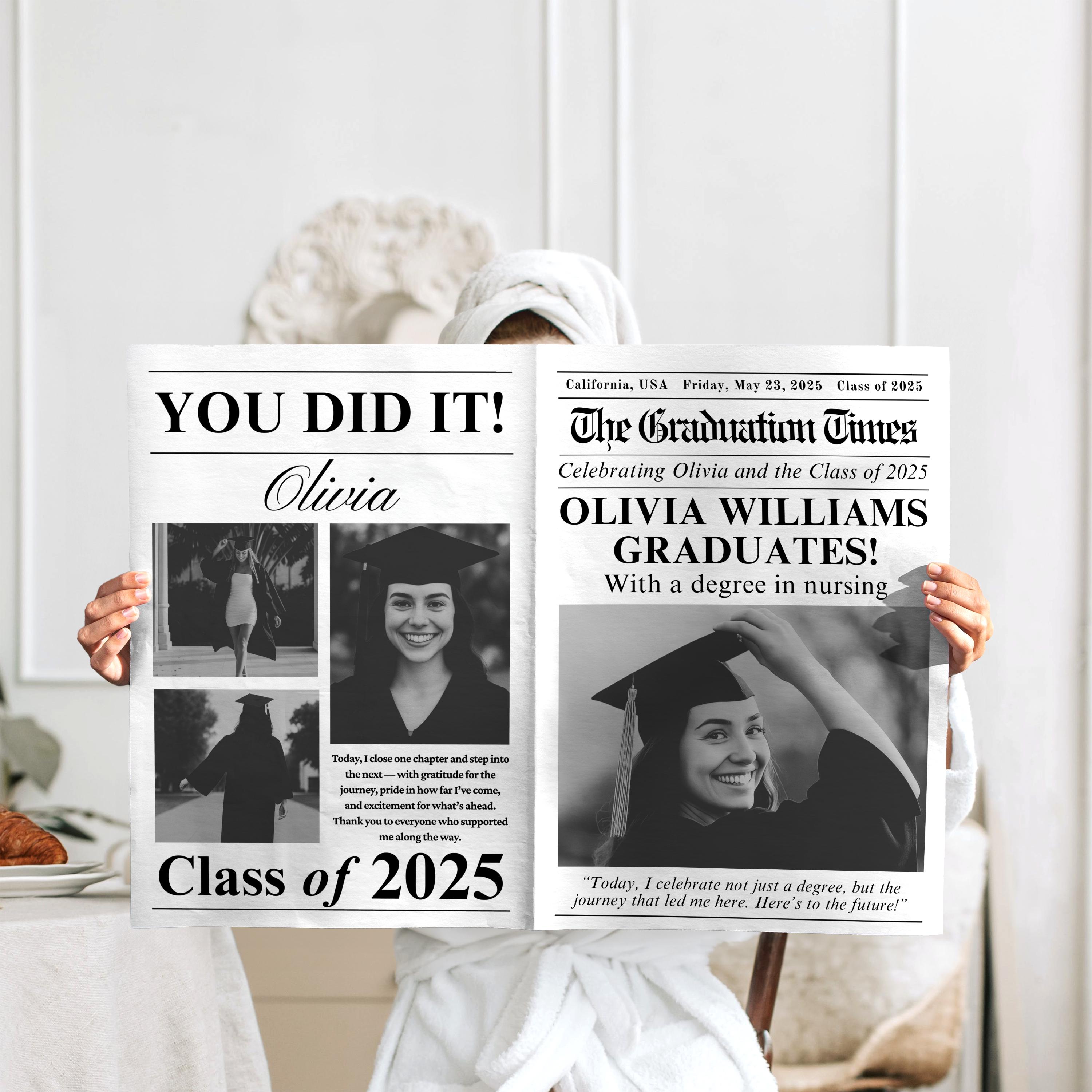 Graduation Newspaper Template, Graduation Booklet, Graduation Flower ...