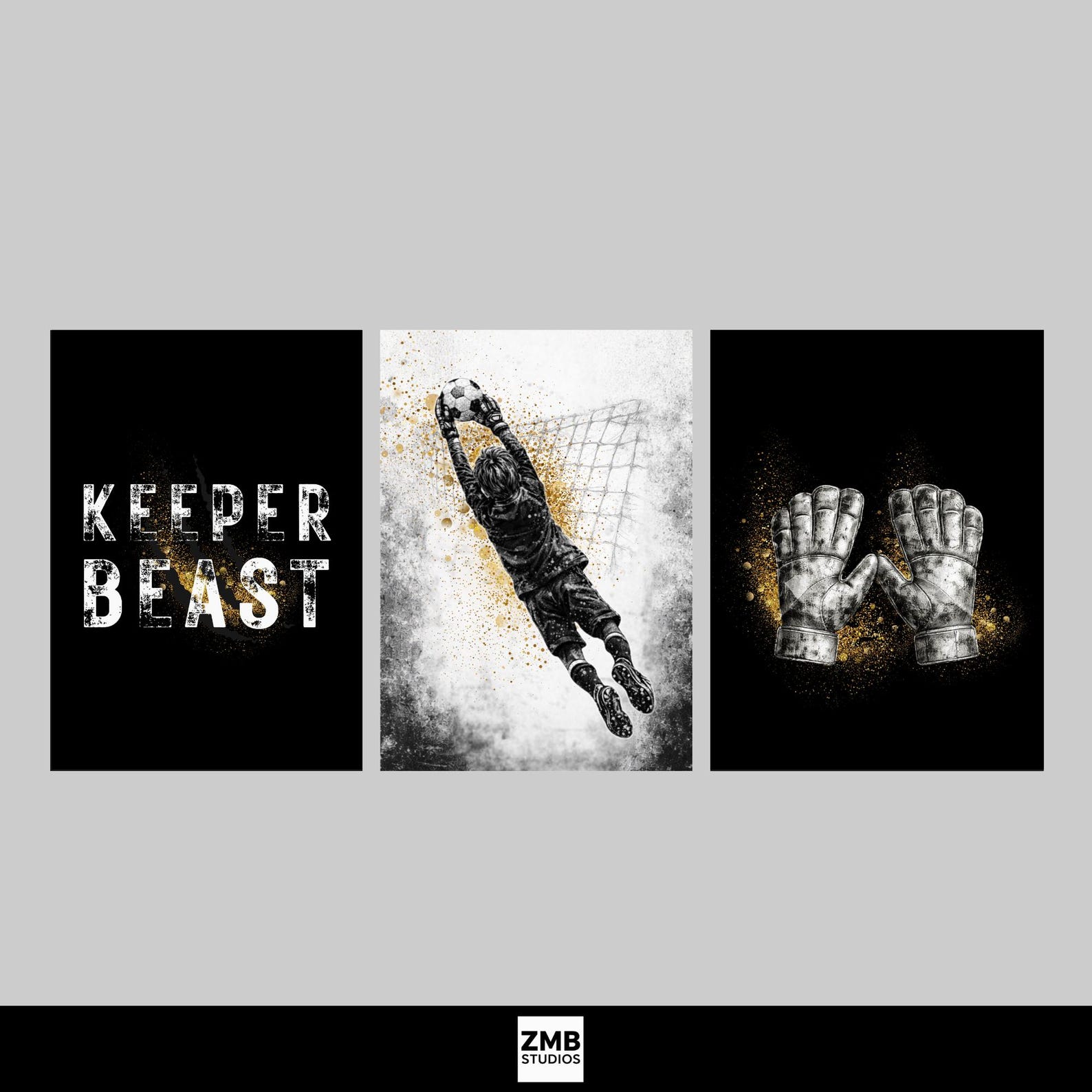 Soccer Goalie Poster: Keeper Beast Black & Gold Teen Room Art (digital ...