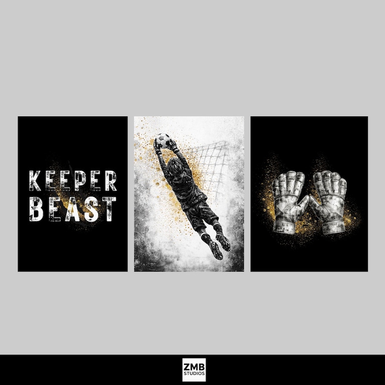 Soccer Goalie Poster: Keeper Beast Black & Gold Teen Room Art (digital ...