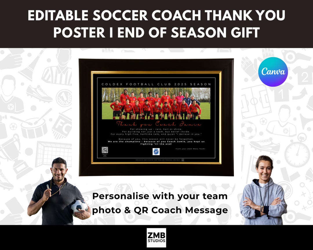 Coach Thank You Poster | Editable Team Photo Gift (digital Download) - Etsy