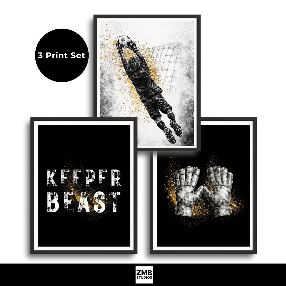 Soccer Goalie Poster: Keeper Beast Black & Gold Teen Room Art (digital ...