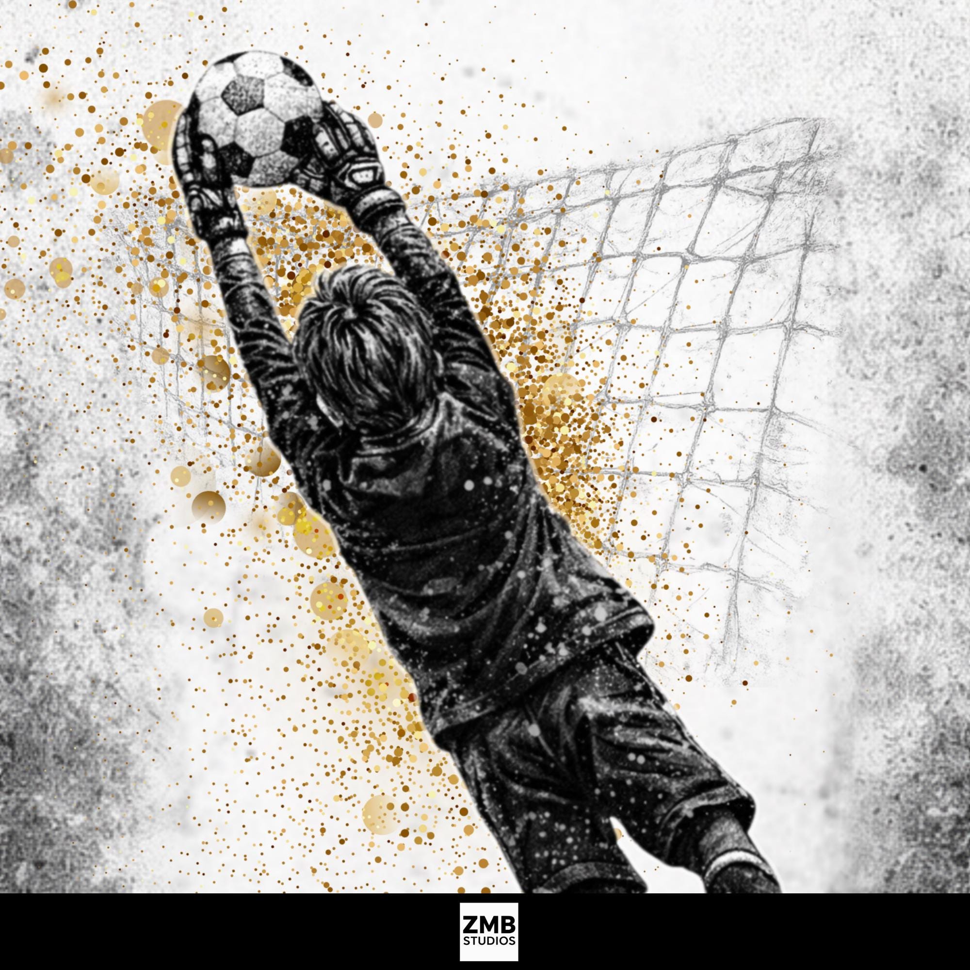 Soccer Goalie Poster: Keeper Beast Black & Gold Teen Room Art (digital ...