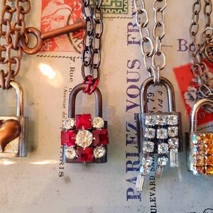 VINTAGE One-of-a-kind Padlock LOCK Steampunk Necklace Pendant Miniature ...