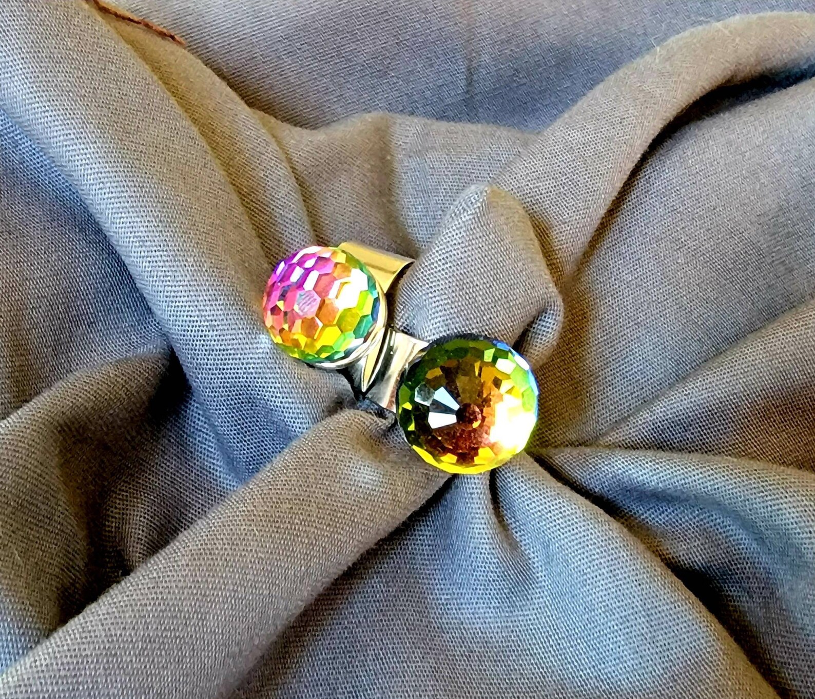 RARE Vintage SWAROVSKI Rainbow Watermelon Vitrail Fireball Sterling ...
