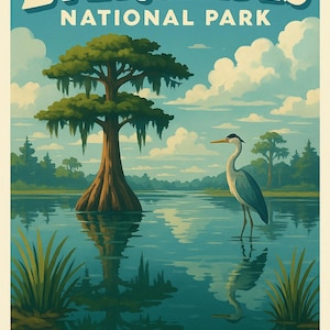 EVERGLADES National Park Poster – Florida Wildlife Wall Art – Retro ...