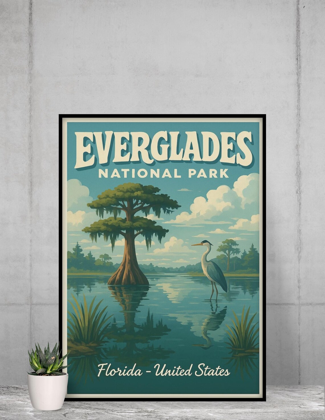EVERGLADES National Park Poster – Florida Wildlife Wall Art – Retro ...