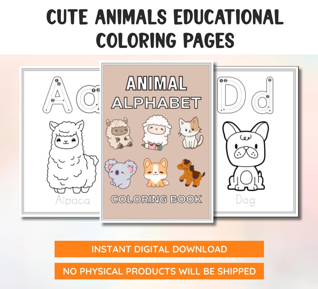 Animal ABC Coloring Pages, Alphabet Coloring Book for Kids, Preschool ...