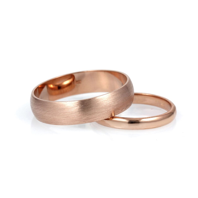 Brushed Texture Rose Gold Wedding Band Low Profile Rounded - Etsy