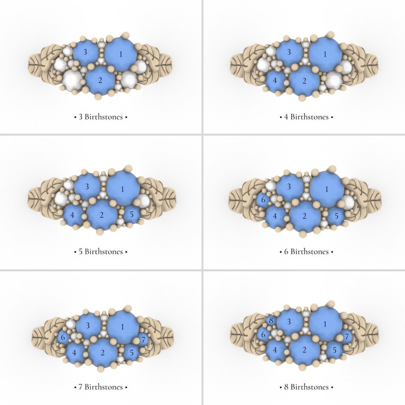 Custom Mother's Ring Garden Ring in Yellow Gold Cluster - Etsy